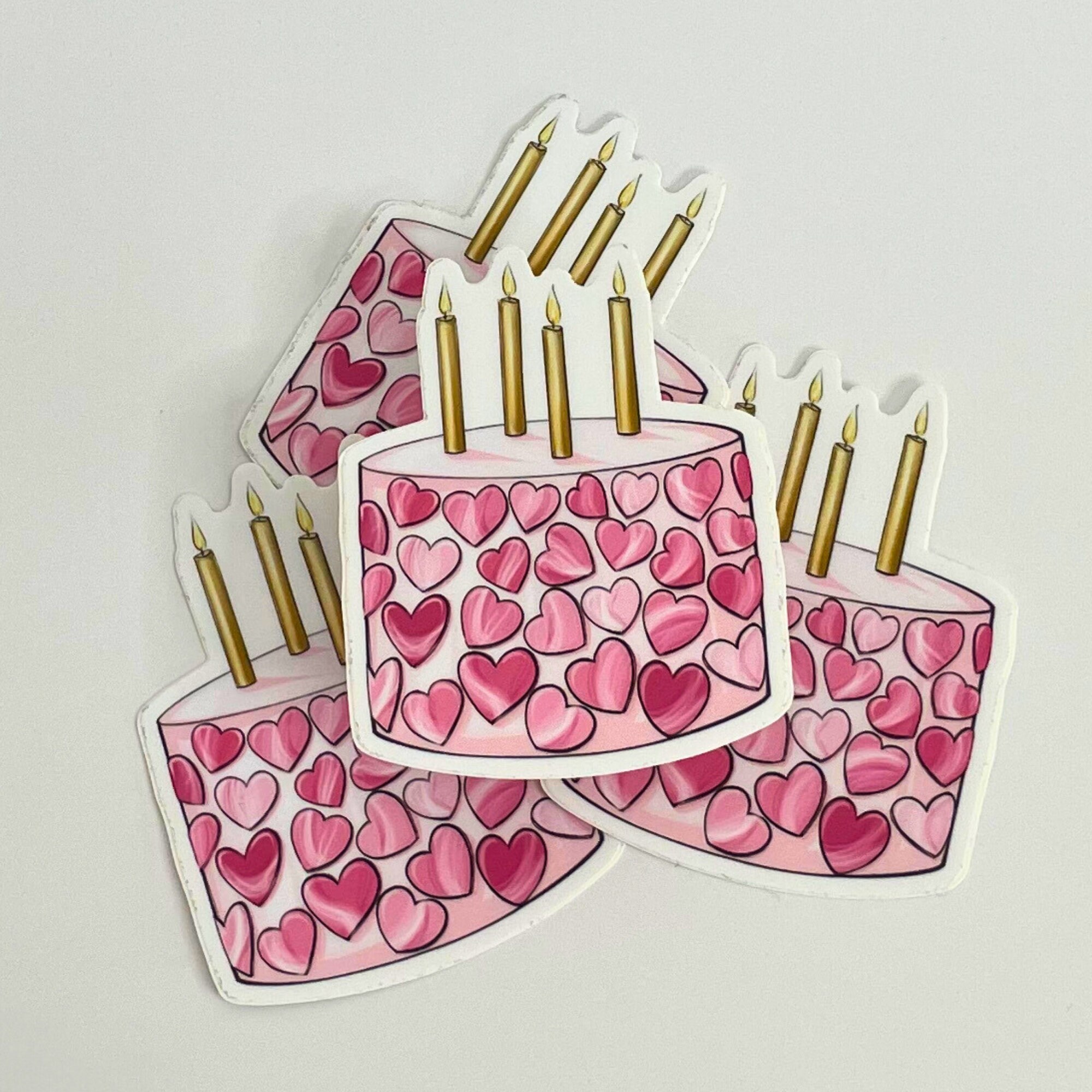 Heart Cake Sticker: Pink Birthday Dessert, Valentine's Day Vinyl - Etsy
