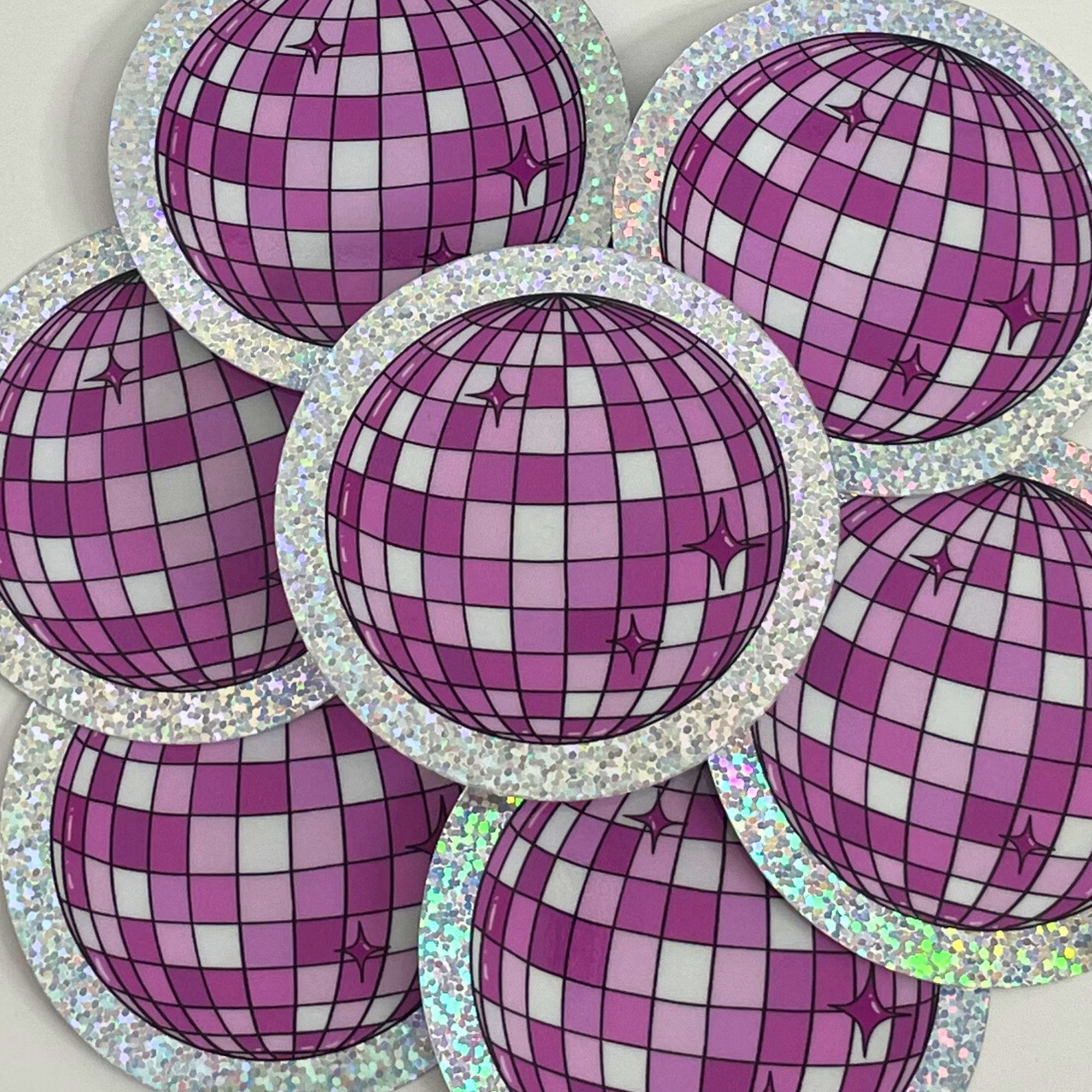 Glitter Disco Ball Sticker: Waterproof Vinyl, 70s Party Decor - Etsy