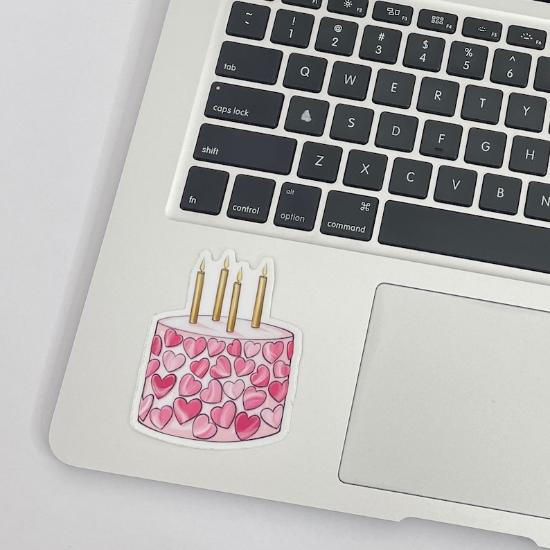 Heart Cake Sticker: Pink Birthday Dessert, Valentine's Day Vinyl - Etsy