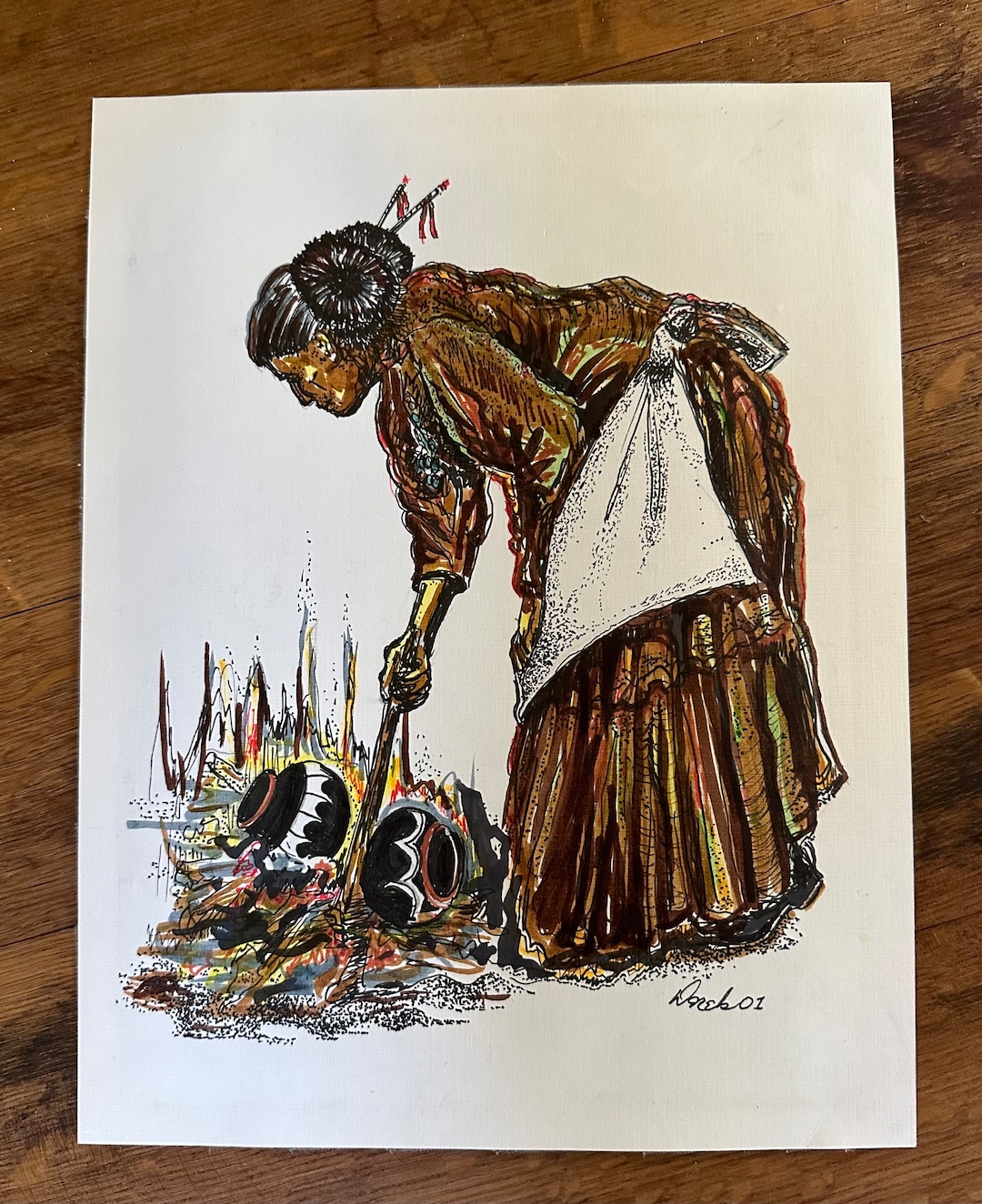 Vintage Native American Ink Art - Etsy