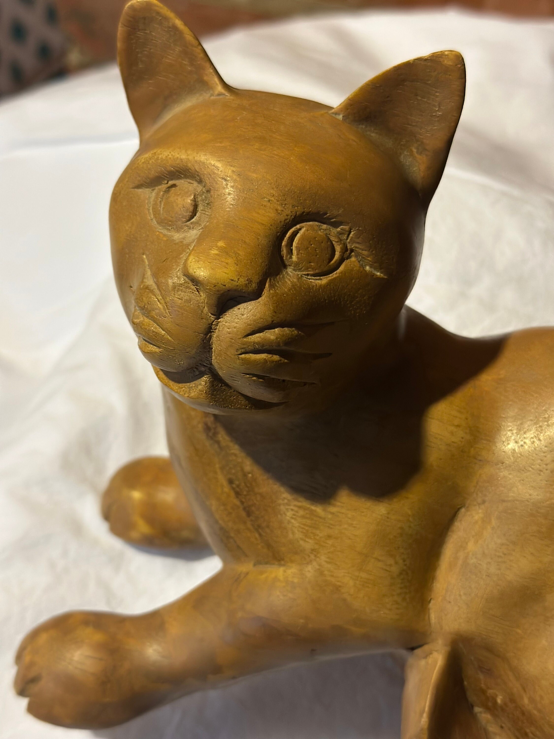 Vintage Carved Wood Cat - Etsy
