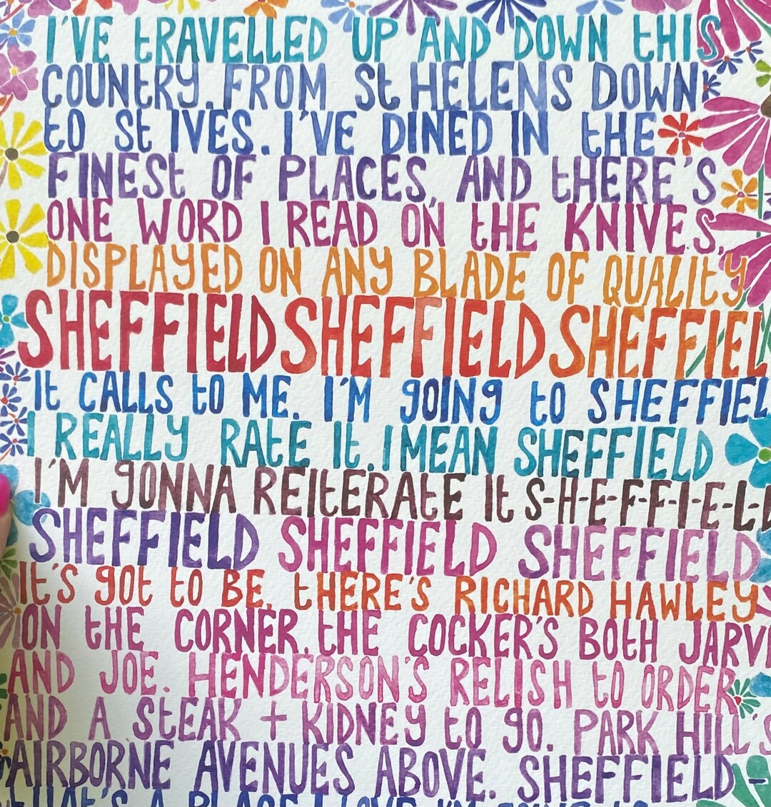 John Cooper Clarke SHEFFIELD Poem Bright Wall Art Pick Your Size Strong ...