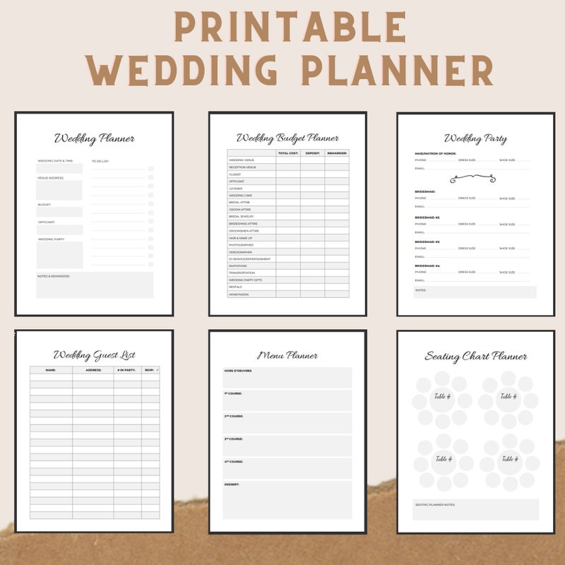 Wedding Planner Printable Etsy