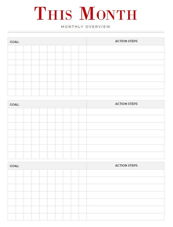 Undated Yearly Planner Printable Monthly Overview and | Etsy