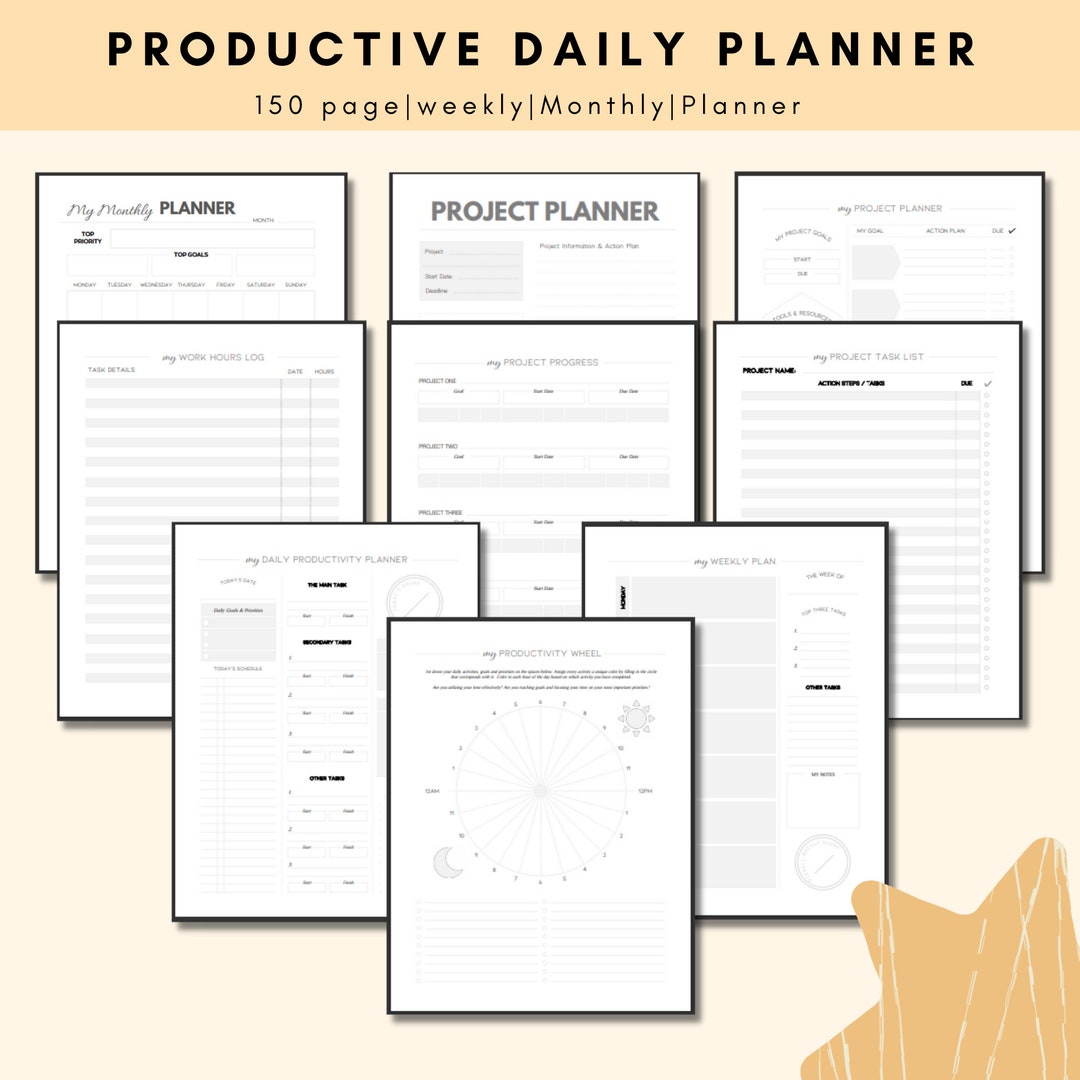 150 Page Printable Daily Productivity Planner for Project Management ...
