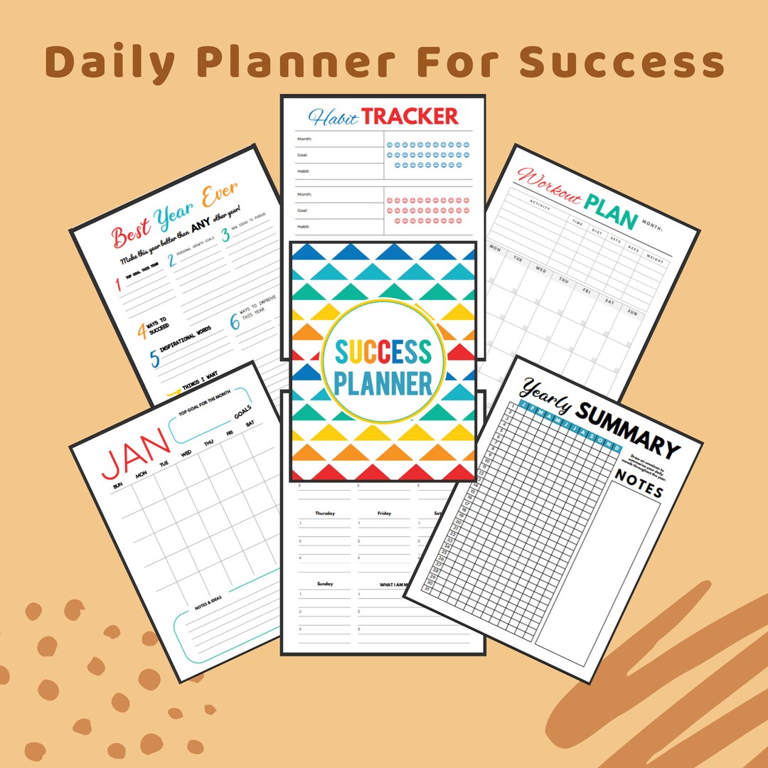 Printable Daily Goal Planner Bundle - Printable Weekly Workout Habit ...