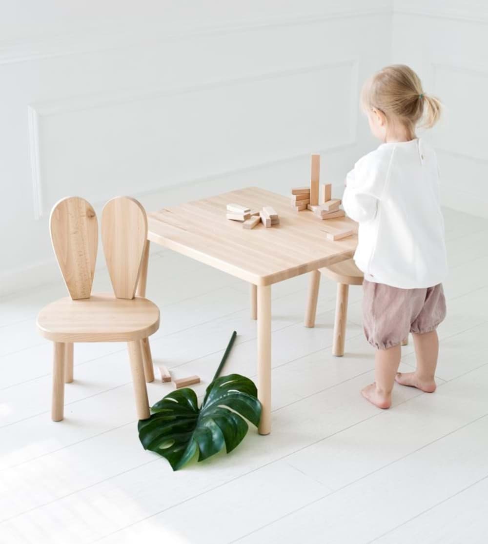 Rabbit Chair Wooden Kids Table and Chair Set Wooden Table - Etsy UK