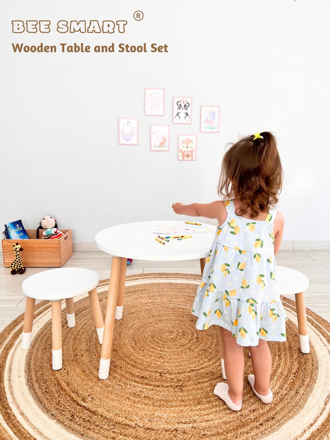 Kids Round Table and Stool for Toddlerwood Scandi Kids Desk - Etsy