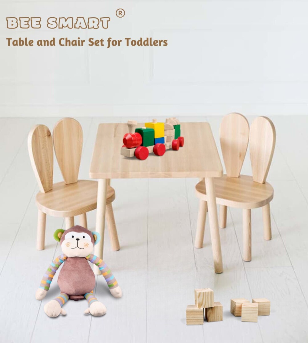 Baby Bunny Chair, Wooden Kids Table and Chair Set, Wooden Toddler Table ...