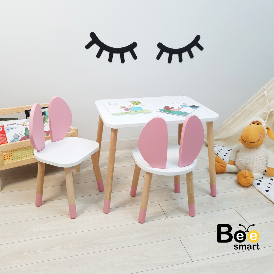 Wooden Toddler Table and Chair Set-kids Table and Bunny Chair - Etsy