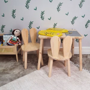 Rabbit Chair Wooden Kids Table and Chair Set Wooden Table - Etsy UK