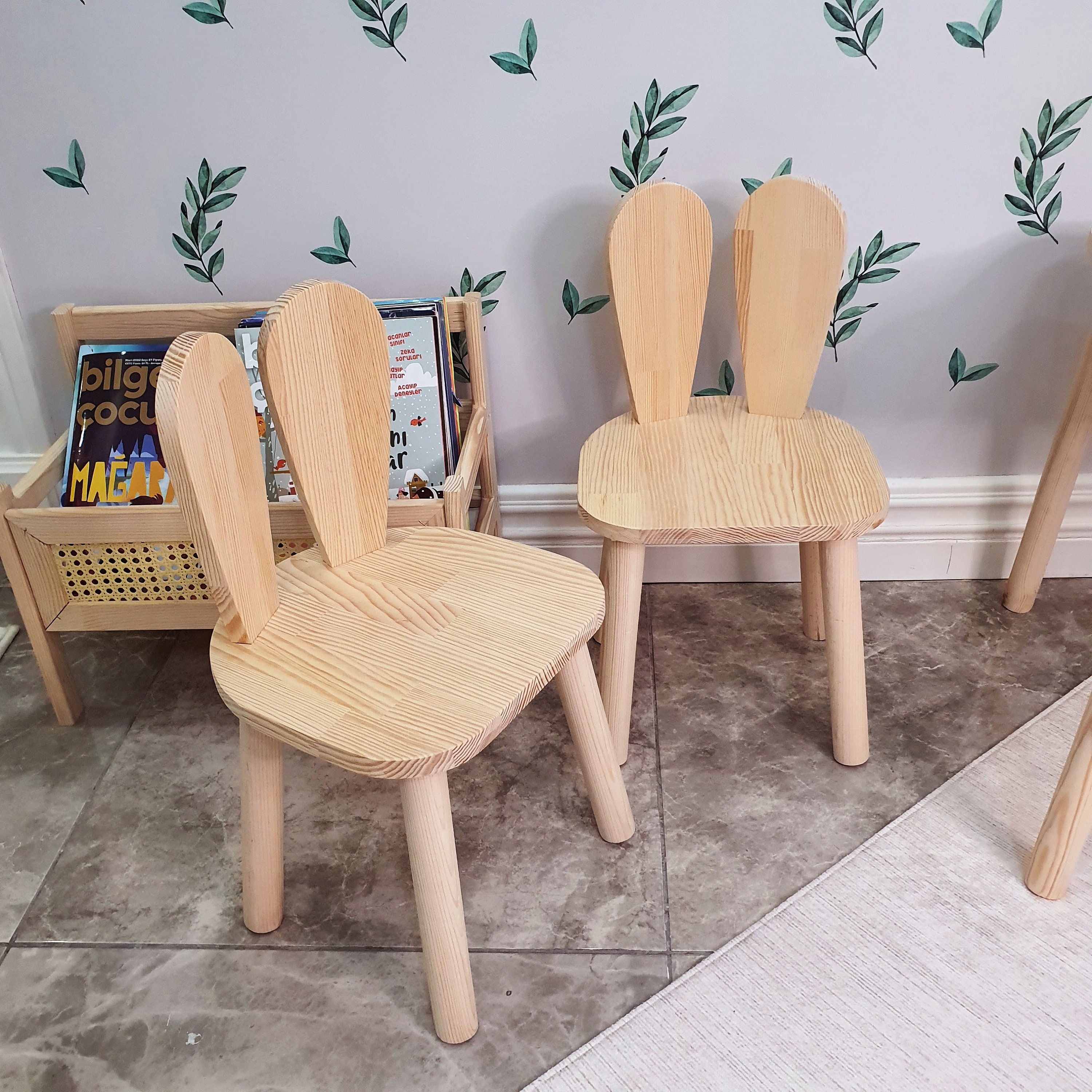 Rabbit Chair Wooden Kids Table and Chair Set Wooden Table - Etsy UK