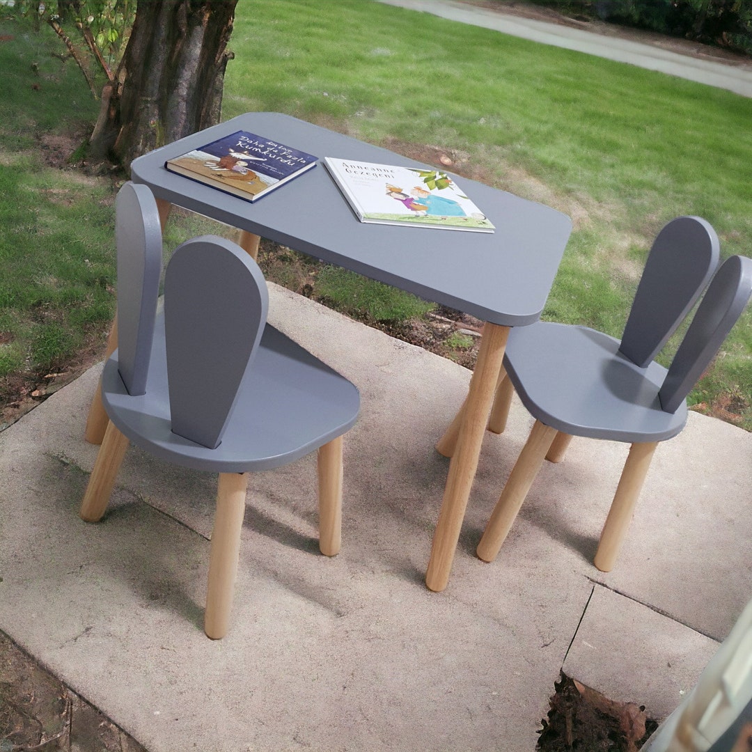 Rabbit Chair, Wooden Kids Table and Chair Set, Wooden Table, Wooden ...