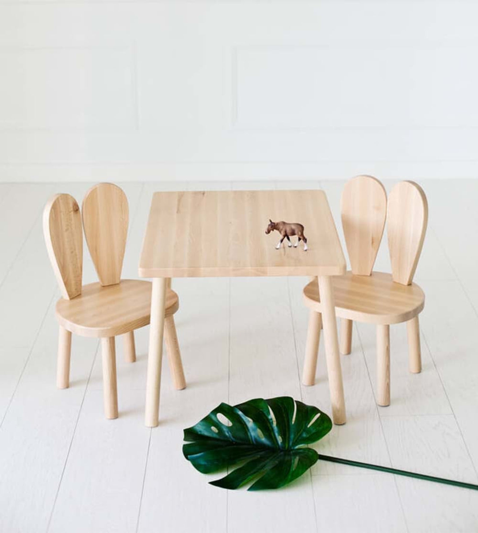 Rabbit Chair Wooden Kids Table and Chair Set Wooden Table - Etsy UK