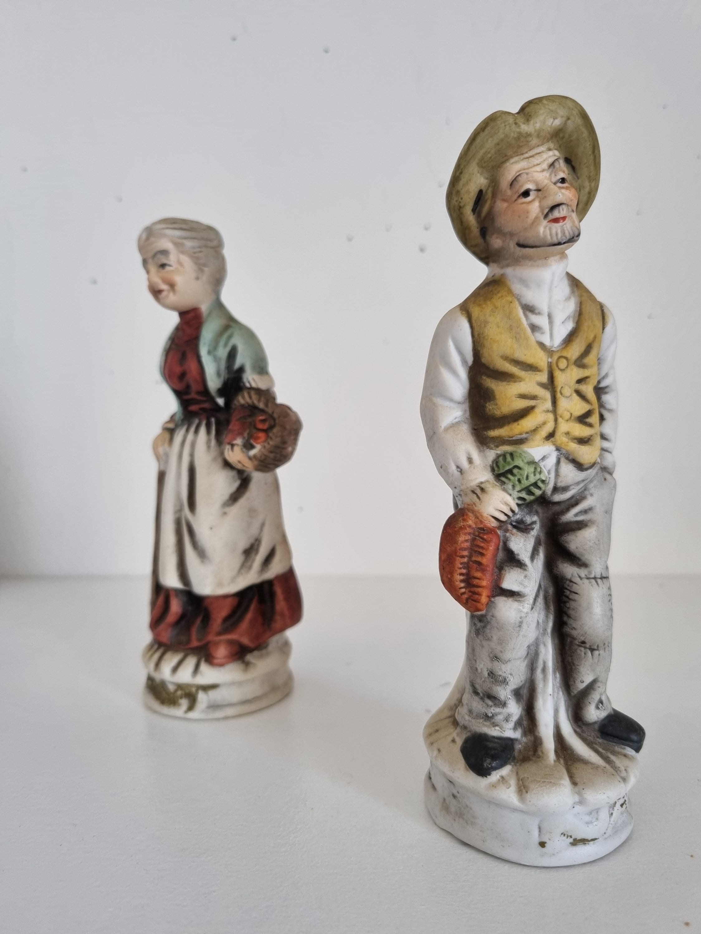 Hand Painted Ceramic Figurines Couples Old Man & Old Woman Vintage Set ...