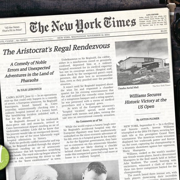 Newspaper Template - Etsy