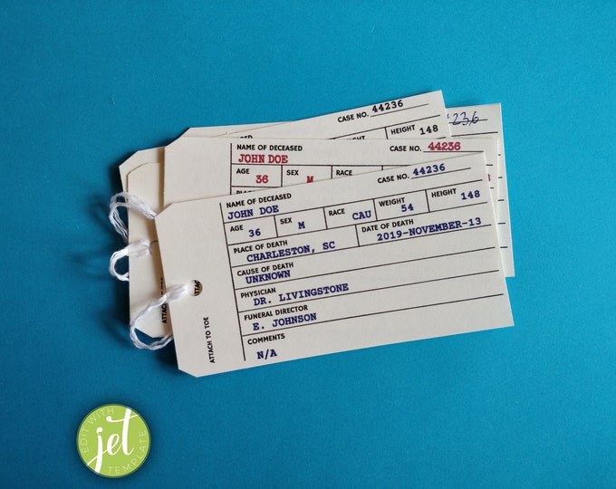 5 REAL Toe Tags, Morgue Tags, Oddities, Curiosities, Death, Funeral ...