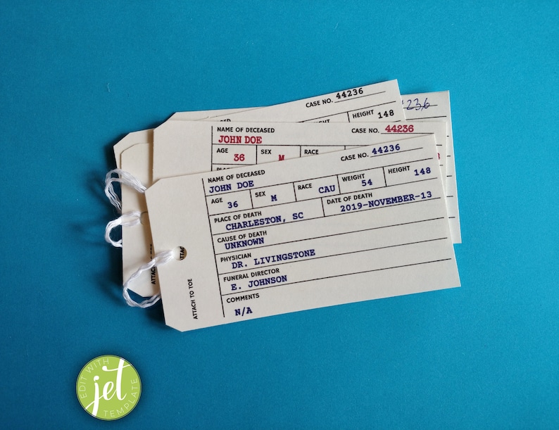 Editable Toe Tag Template | Instant Download | Online Editable - Etsy