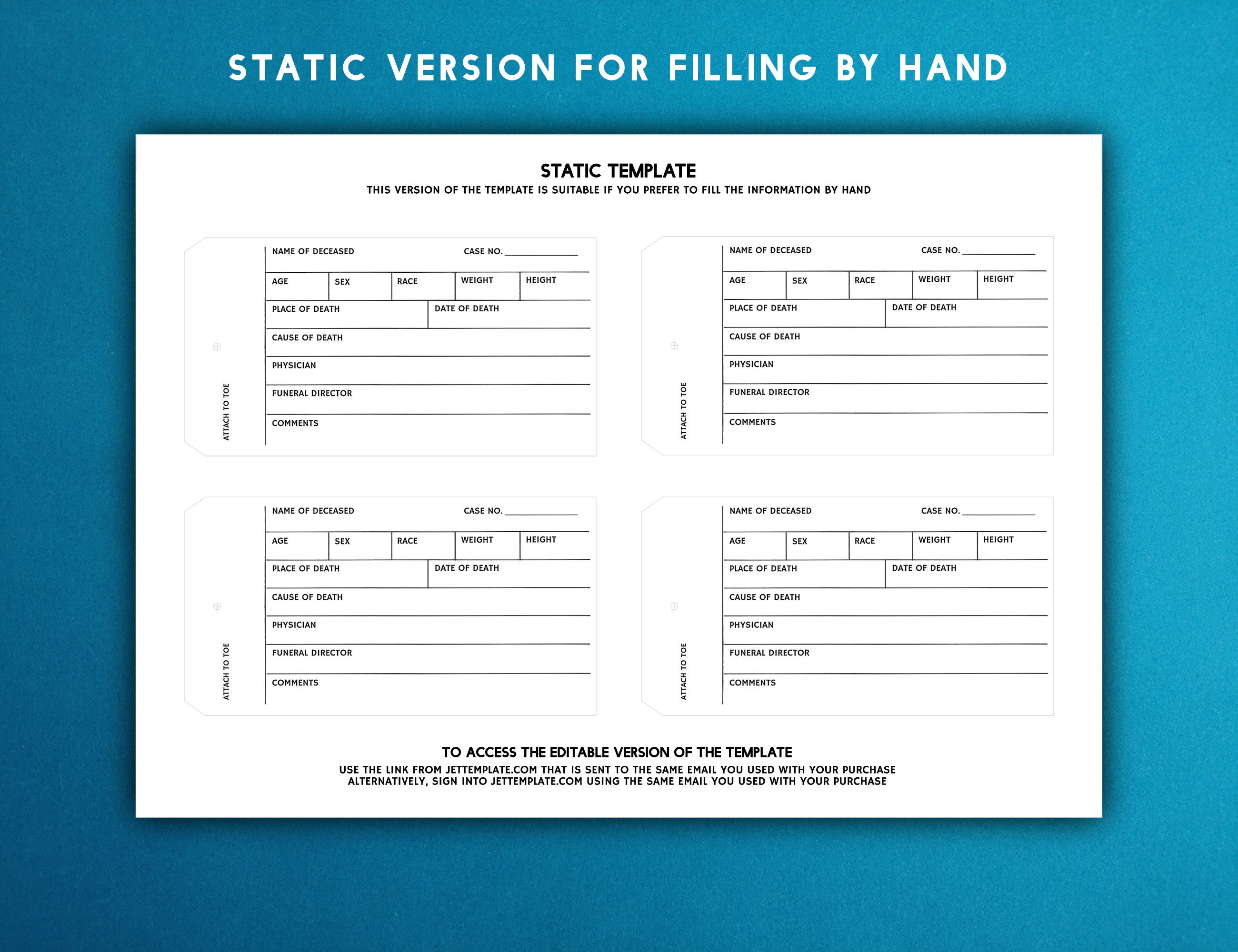 Editable Toe Tag Template | Instant Download | Online Editable - Etsy