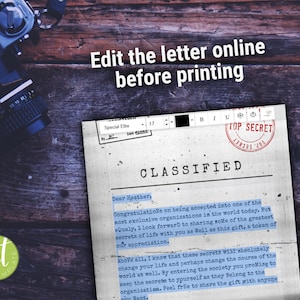 Editable Top Secret Letter Template: Spy Letter & Envelope (instant ...