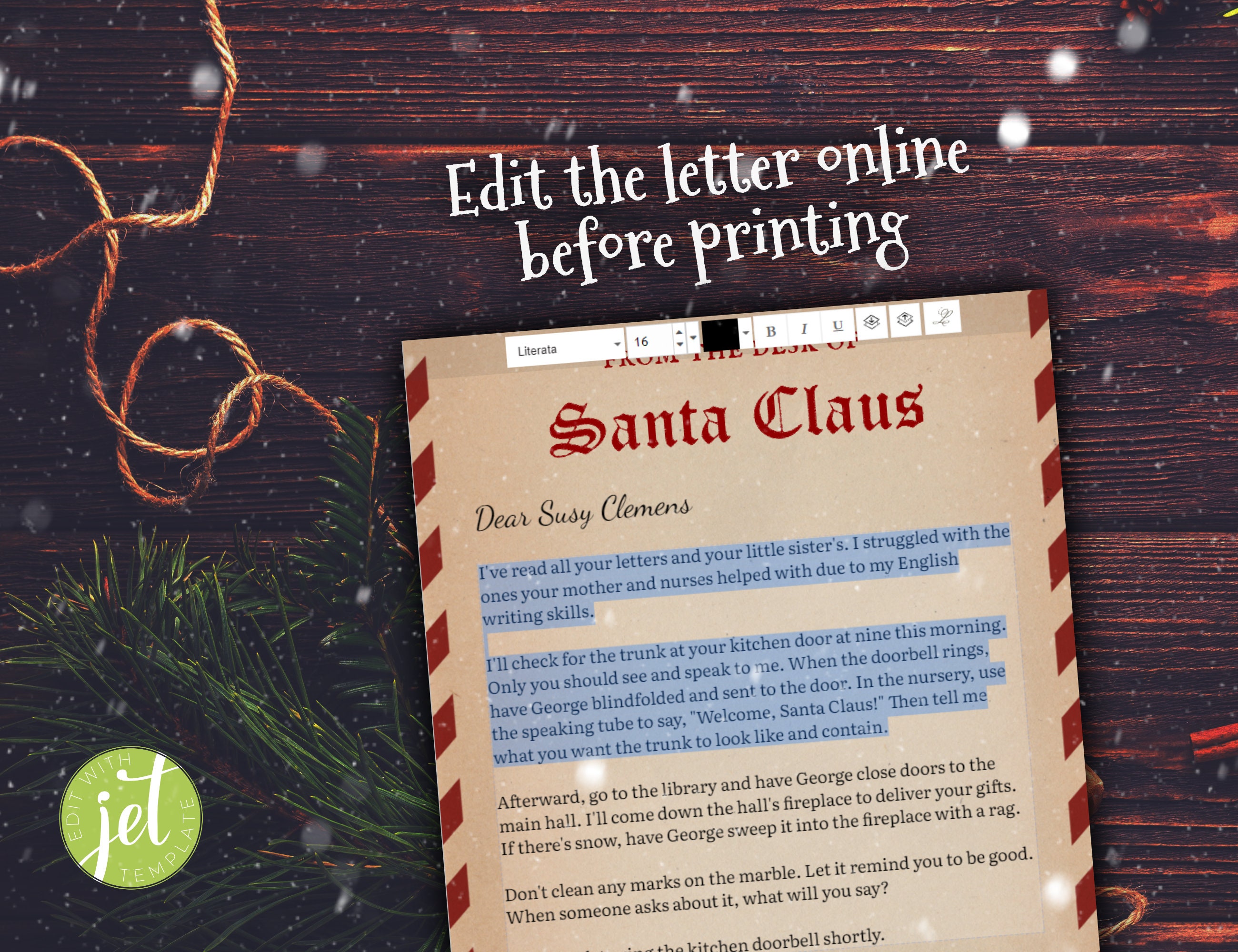 Editable Letter From Santa Template - Editable Santa Claus Letter ...