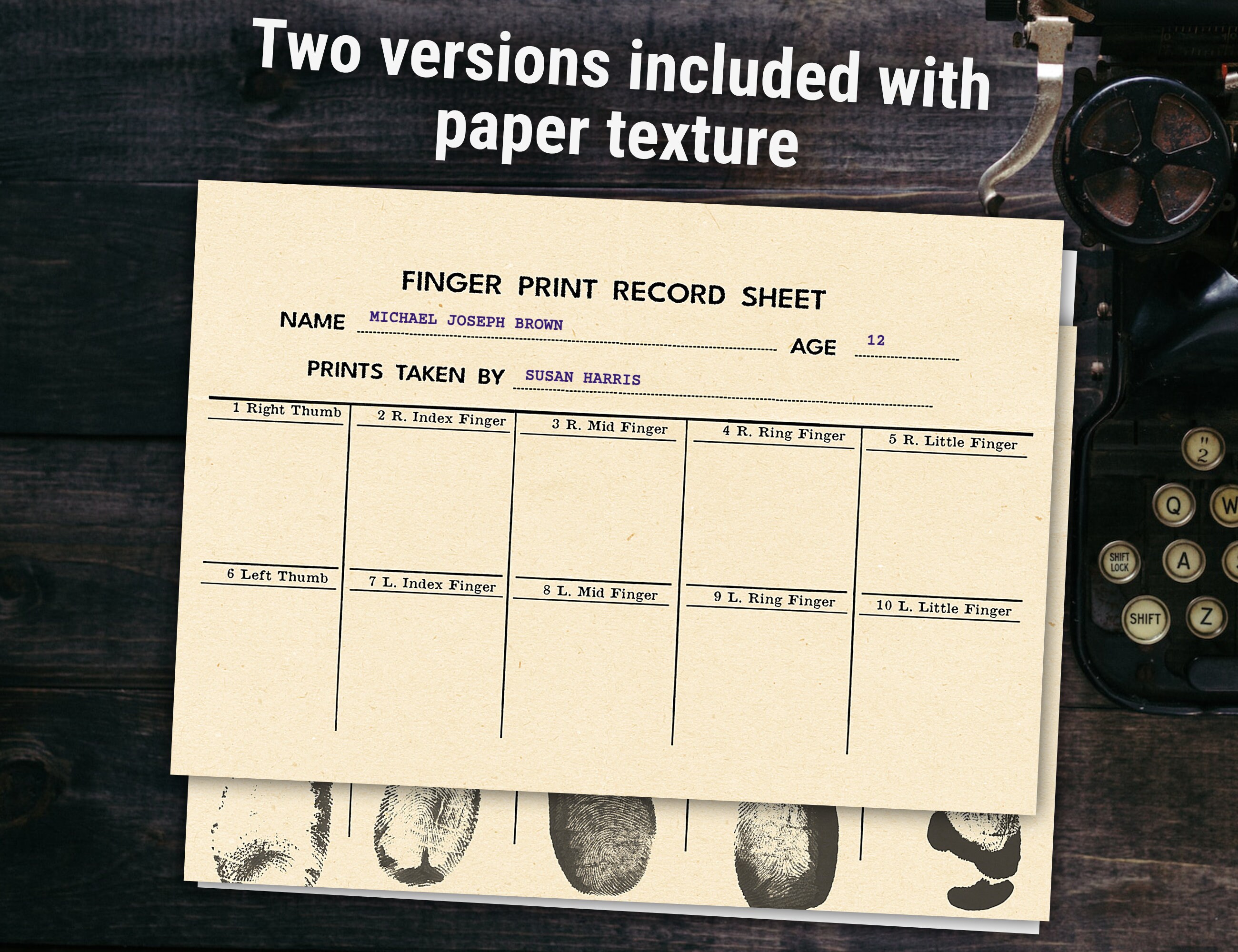 Editable Fingerprint Record Sheet Template - Fingerprint Record Sheet ...