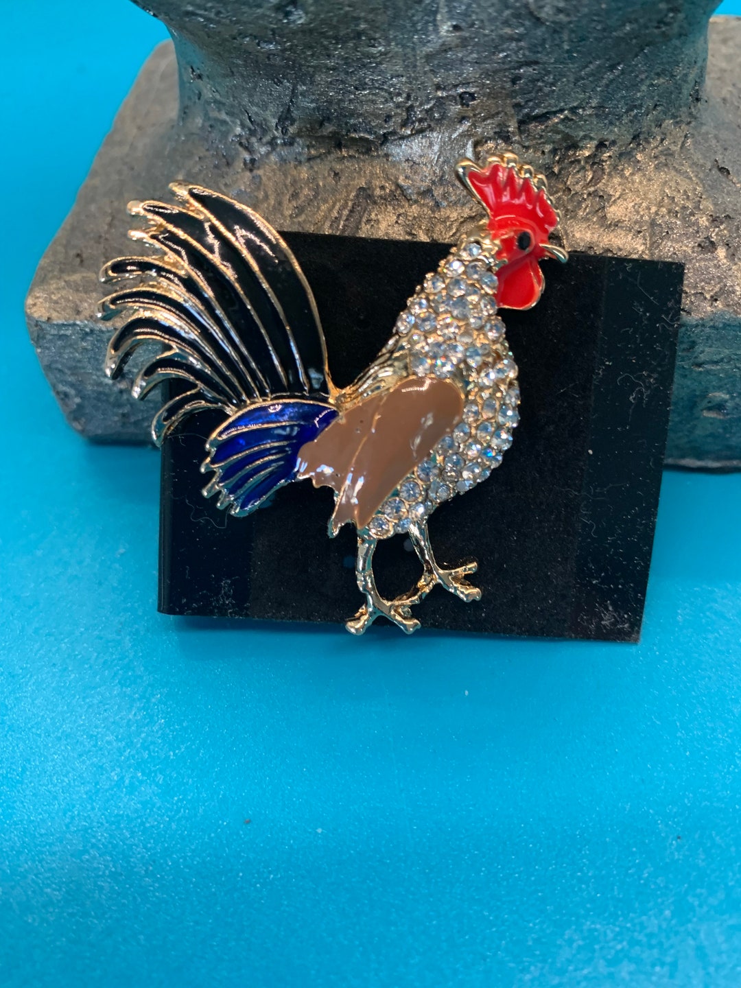 Bejeweled Elegant Rooster Pin - Etsy