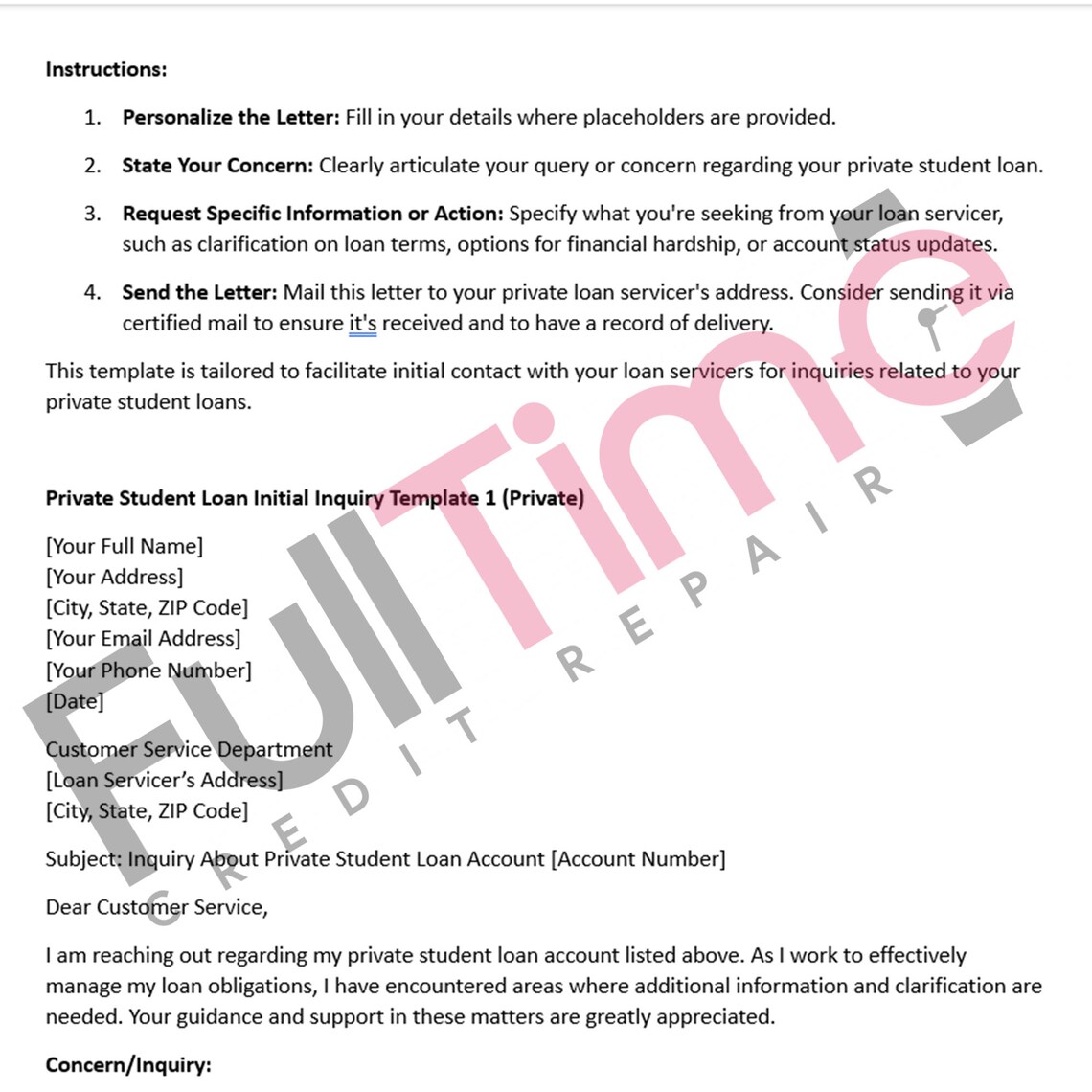 Credit Repair Templates - Student Debt - Etsy