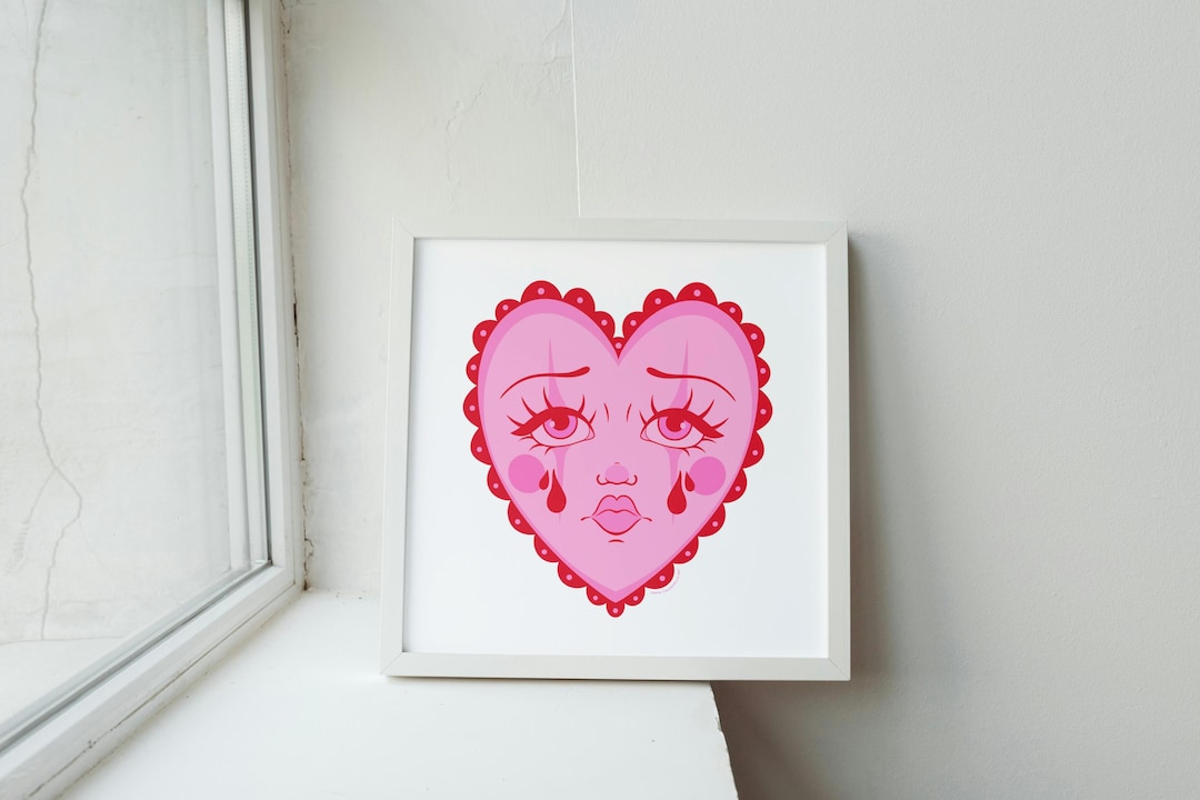 Sad Clown Print | Love Core Print | Clown Art | Love Art | Pink Art ...