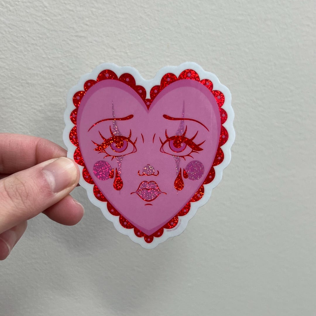 Glittery Clown Sticker | Sad Clown | Love Core Sticker | Heart Sticker ...