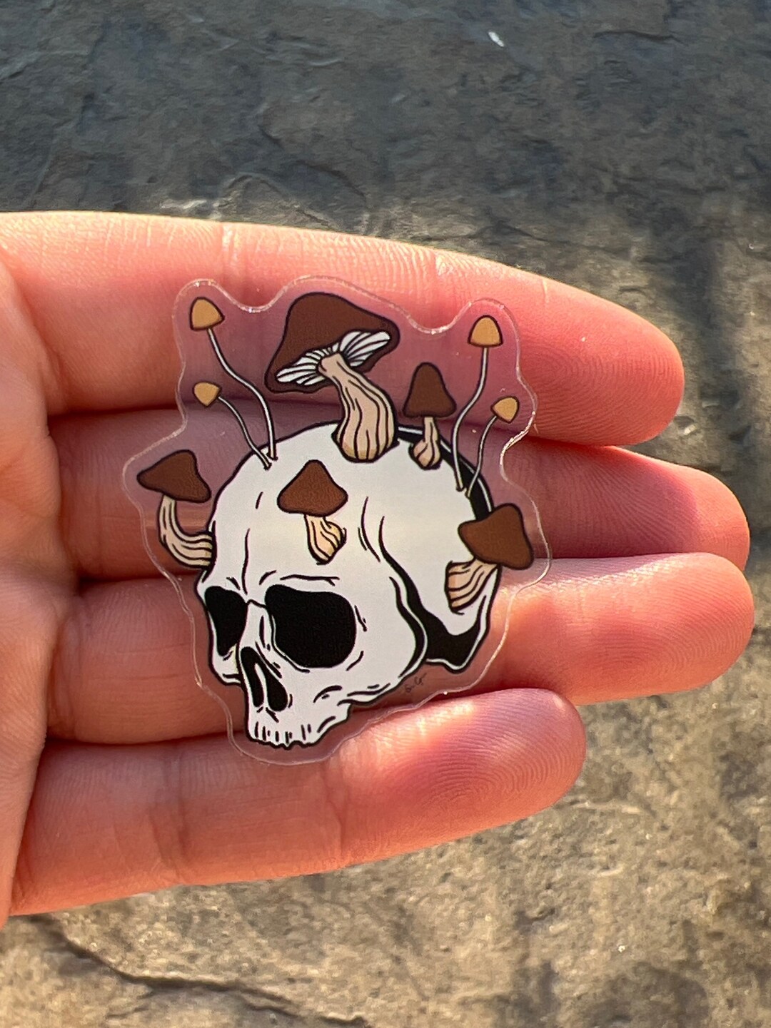 Mushroom Skull Acrylic Pin Acrylic Pin Mushroom Acrylic Pin Novelty Pin ...