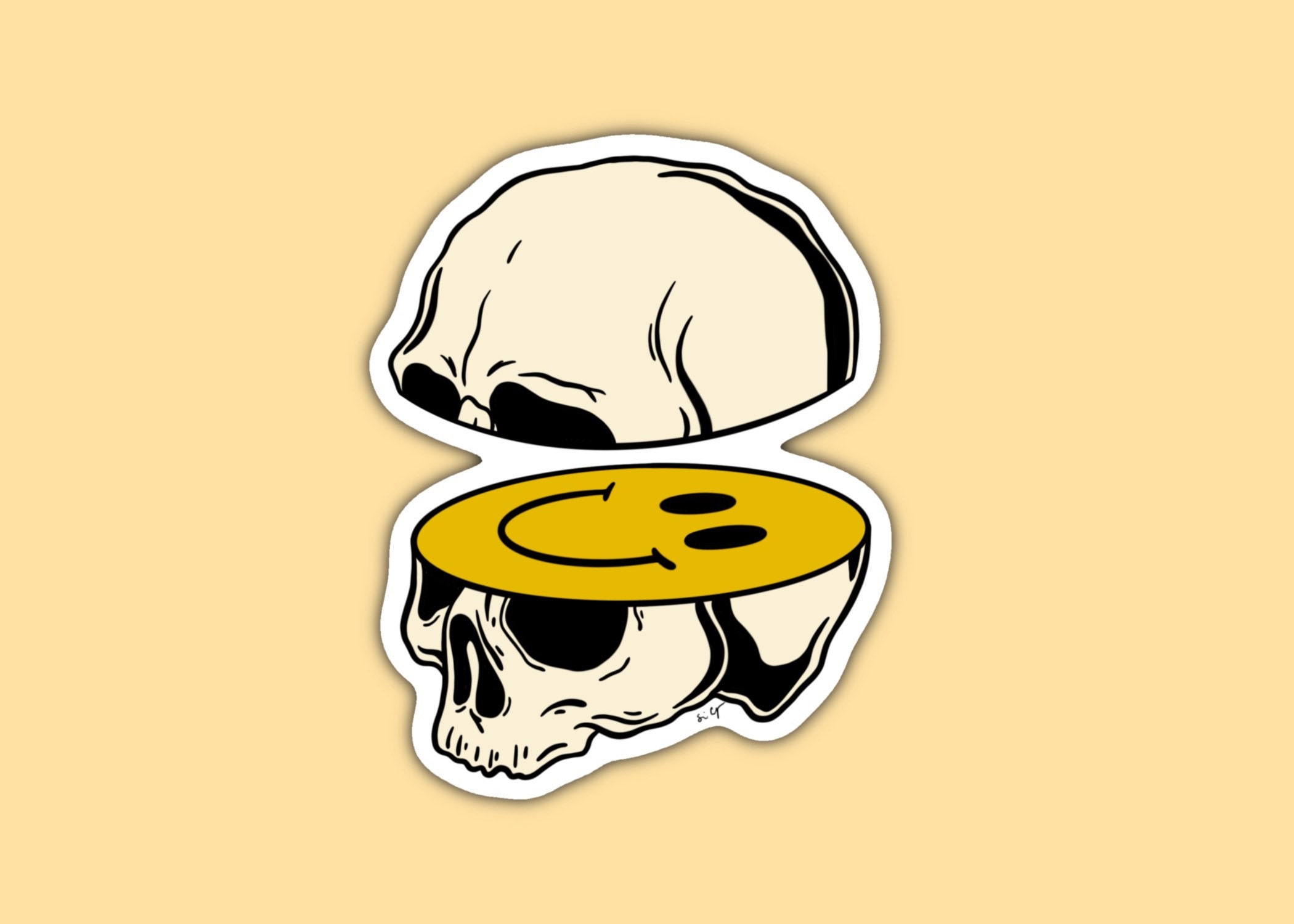 Smiley Skull Sticker Skull Sticker Smiley Sticker Laptop Sticker Water ...