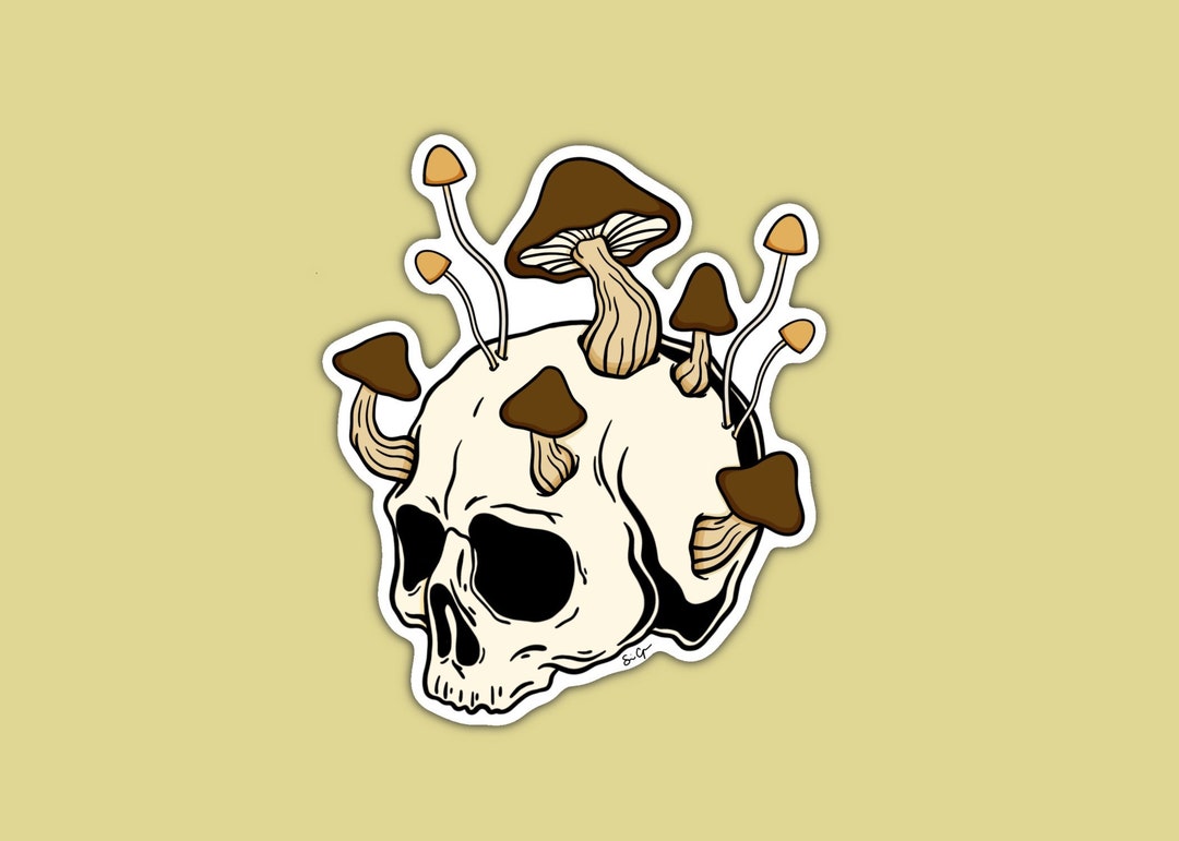 Mushroom Skull Sticker Mushroom Sticker Skull Sticker Mushroom Gift ...
