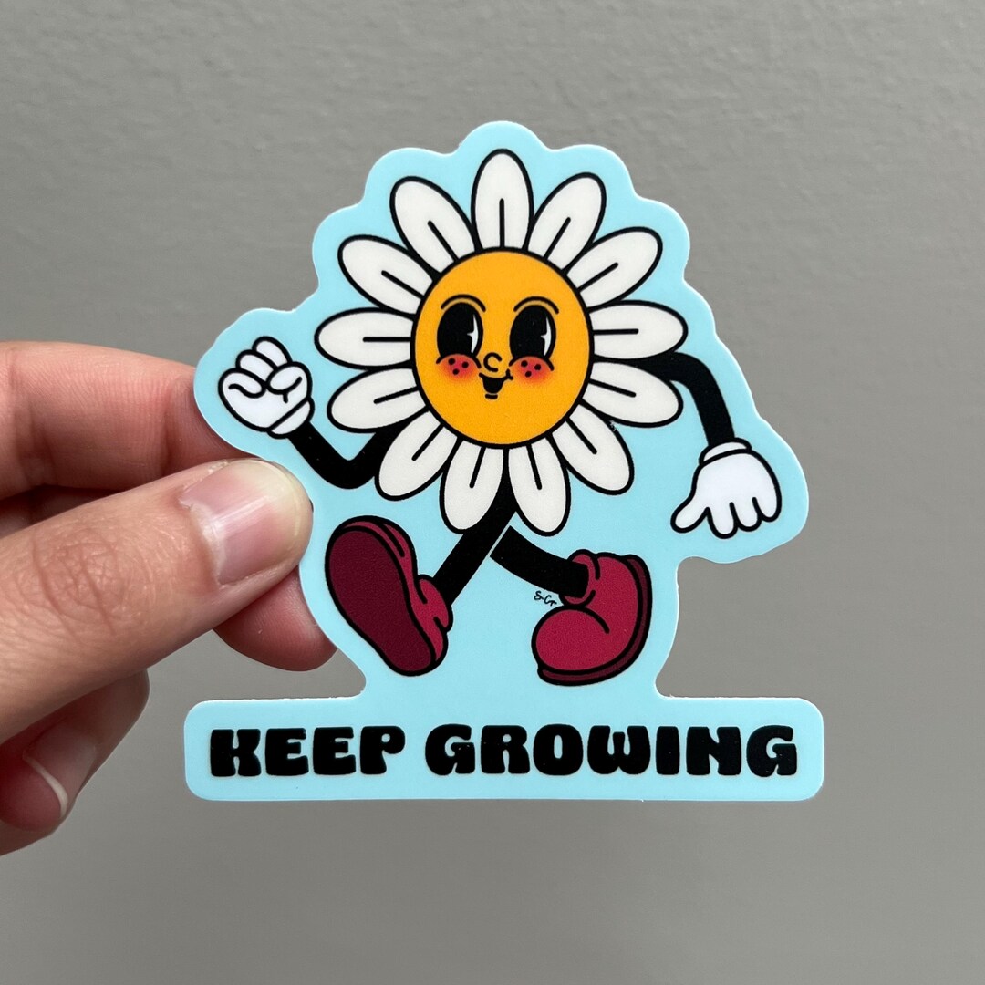 Keep Growing Sticker | Vintage Illustration Sticker | Daisy Sticker ...