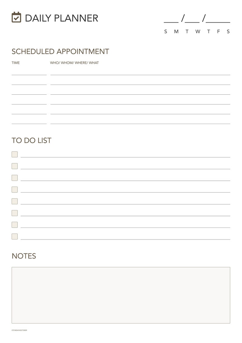 Printable Daily Planner Template | Simple Organiser Day to Day Plan ...