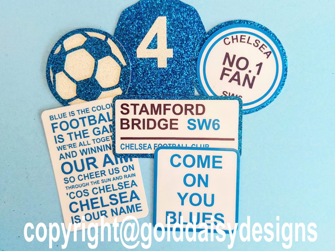 Luxury Chelsea Inspired Cupcake Toppers Personalised With Age Football ...
