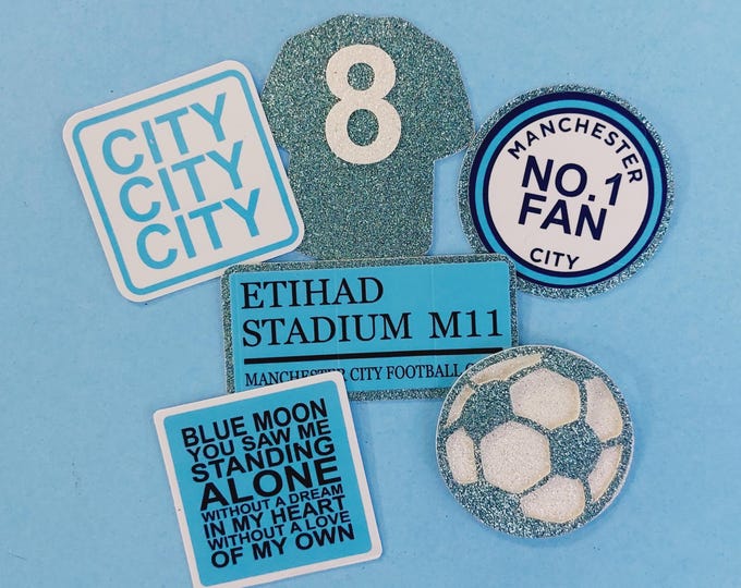 Manchester City Inspired Football Cake Topper - Etsy UK