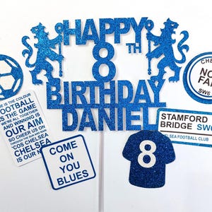 Chelsea Themed Cake Topper Personalised With Name and Age - Etsy UK