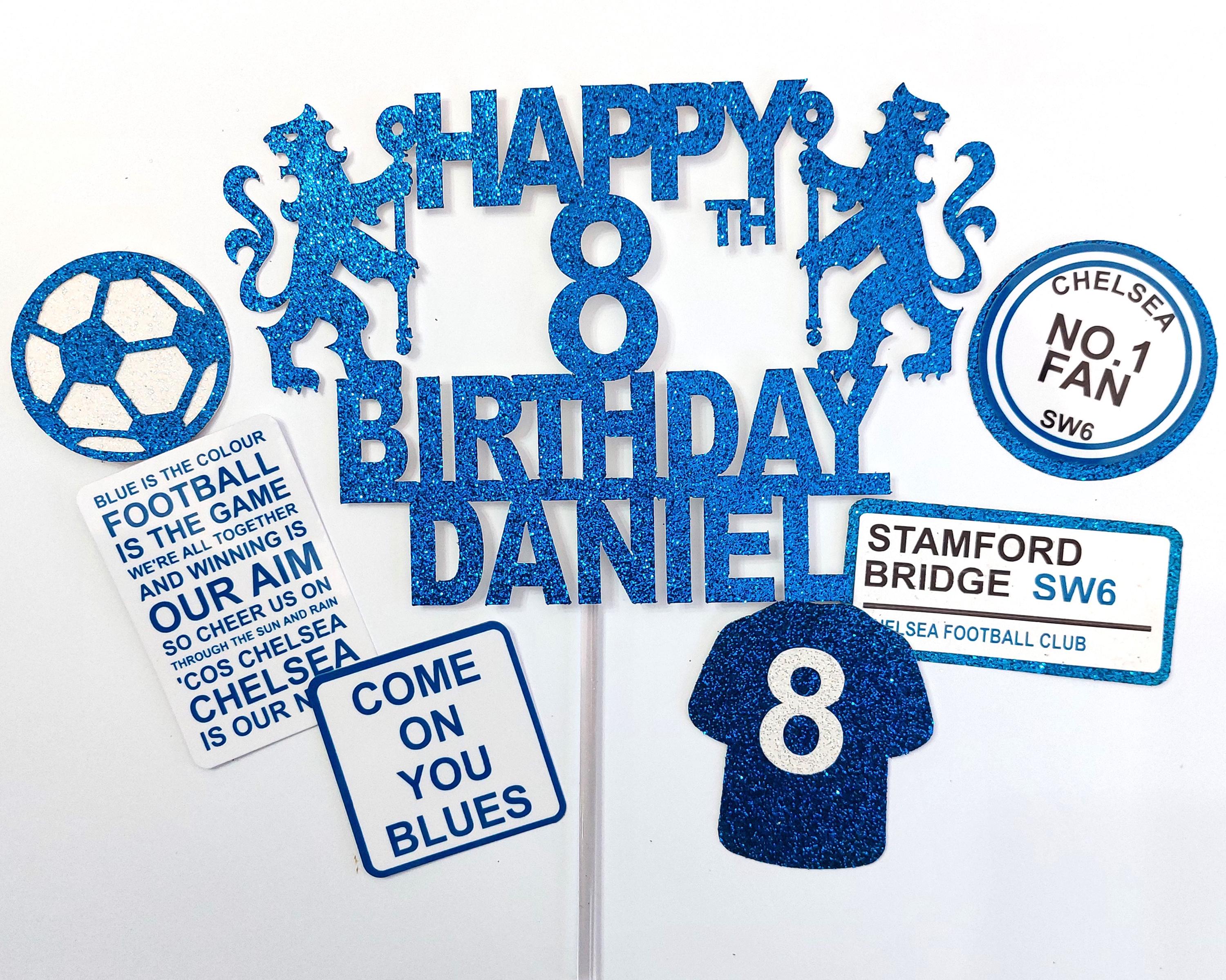 Chelsea Cake Topper Personalised With Name and Age - Etsy UK