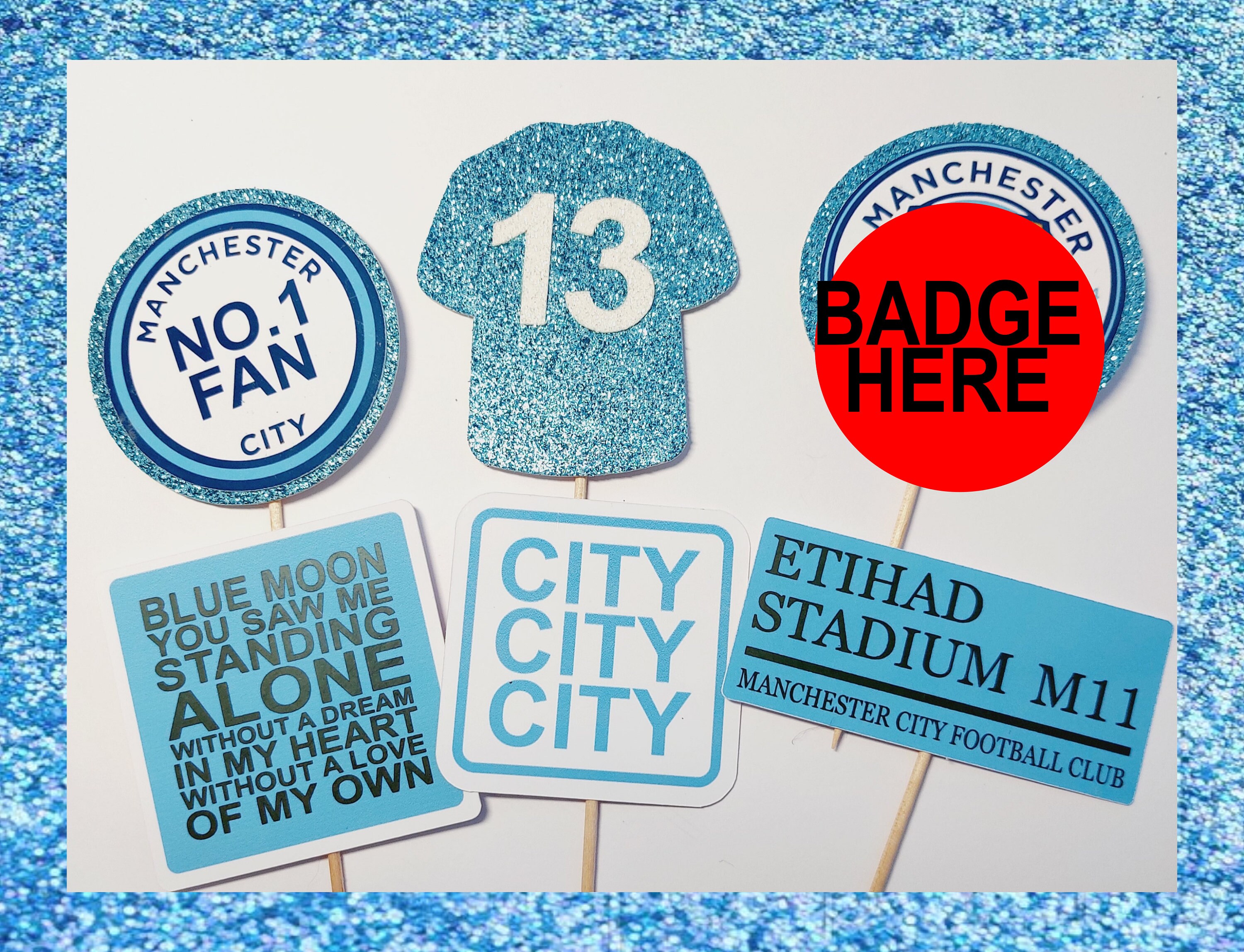 Manchester City Themed Cupcake Toppers Personalised With Age Football ...