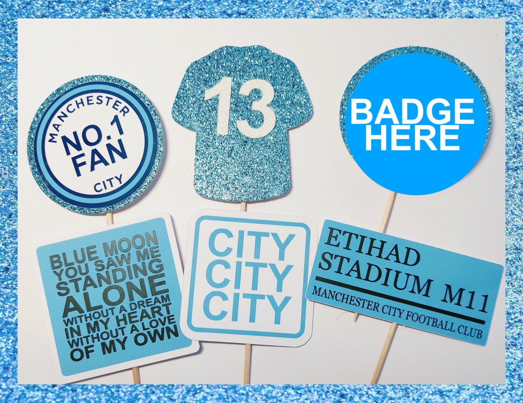Manchester City Themed Cupcake Toppers Personalised With Age Football ...
