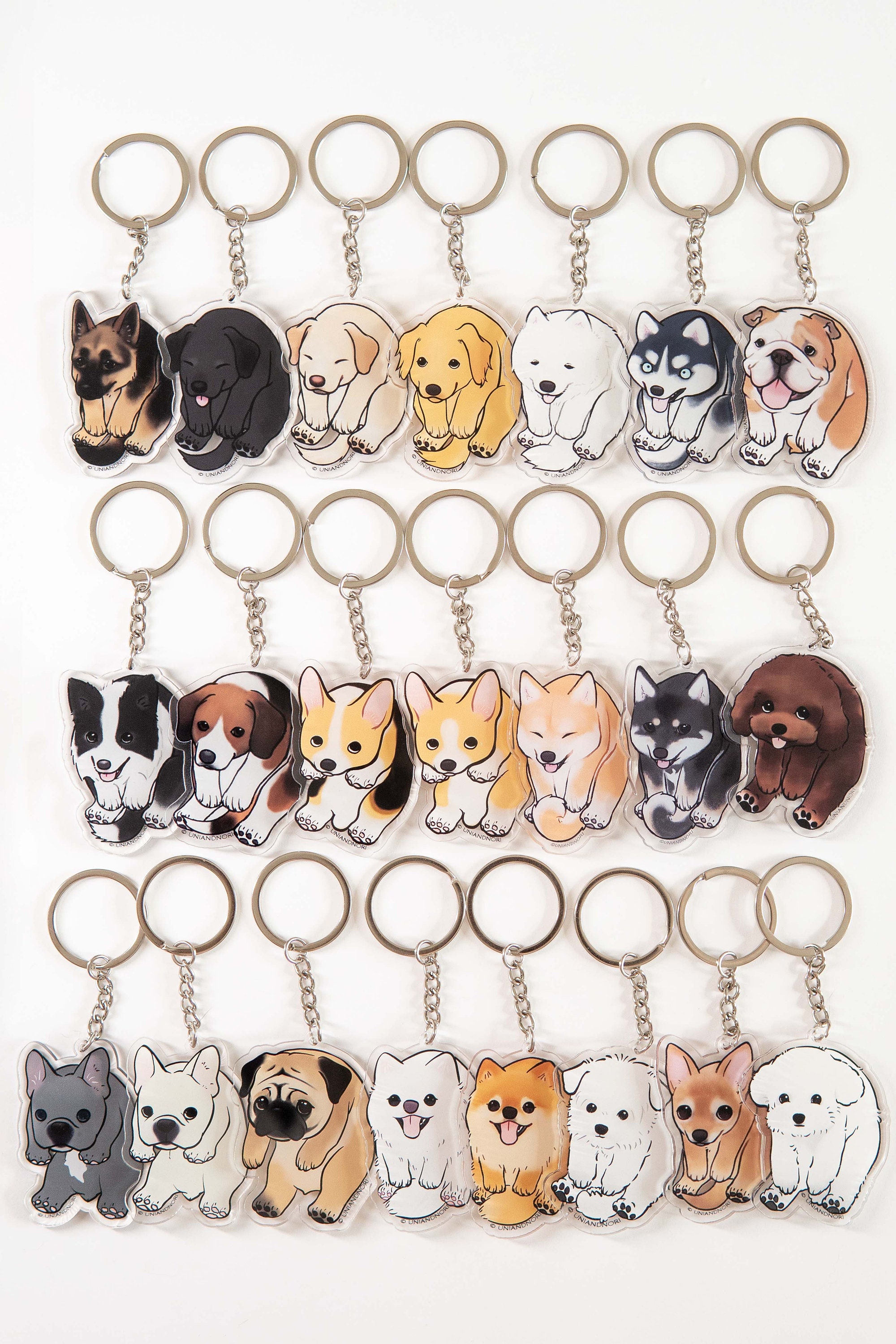 Puppy Acrylic Keychain Middle Size Dog 2-side Dog Charms - Etsy