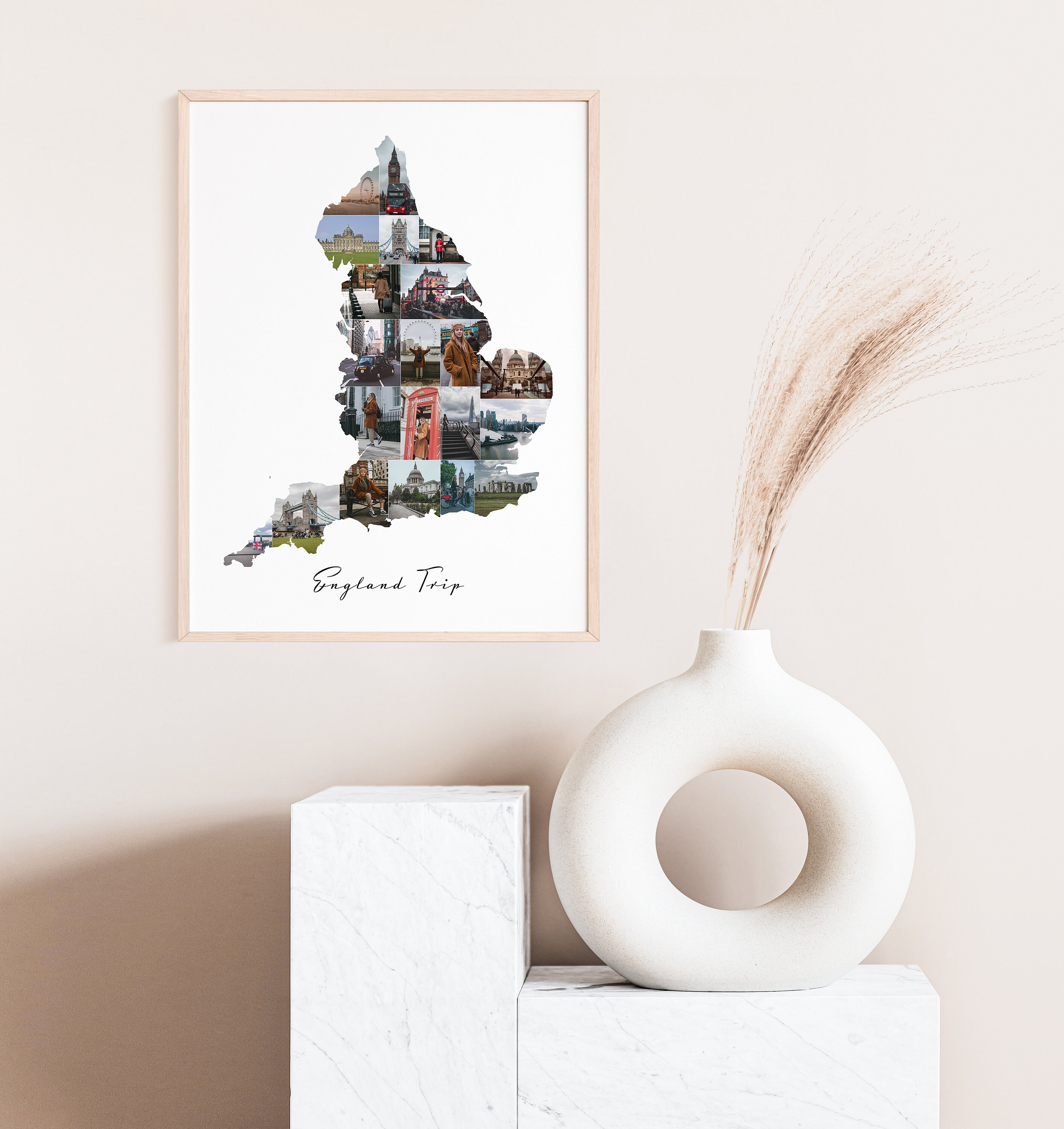 England Map Photo Collage, Any Country Map Photo Collage, Personalized ...