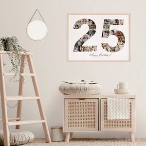 25th Birthday Photo Collage, 25th Anniversary Gift, Number Photo ...