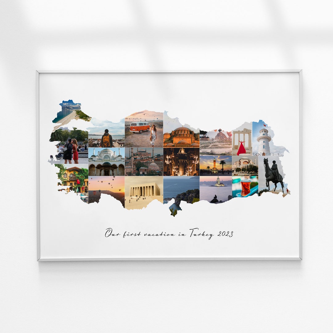 Turkey Map Photo Collage, Any Country Map Photo Collage, Personalized ...