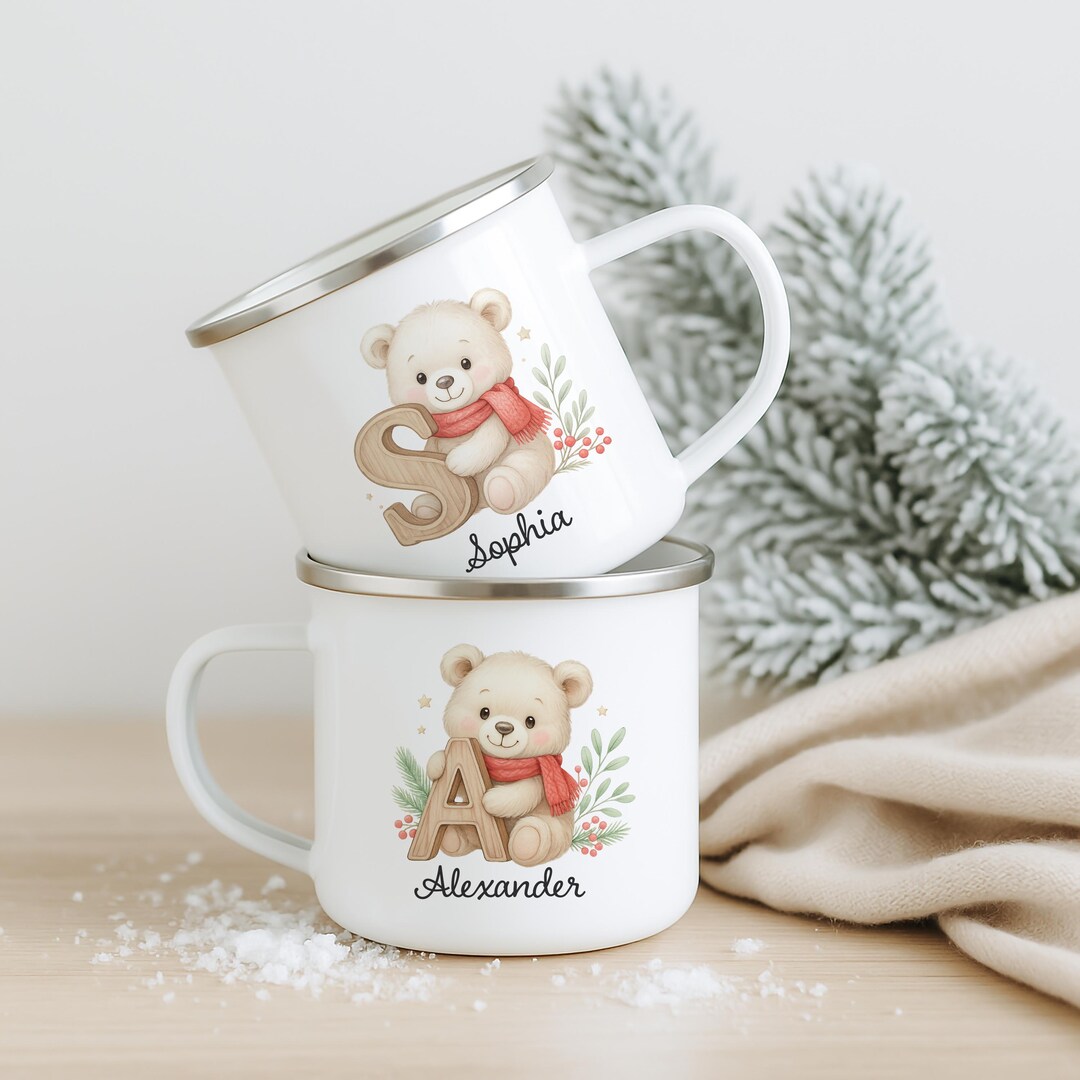 Personalized Christmas Mug With Names, Initial Mugs for Kids, Custom ...