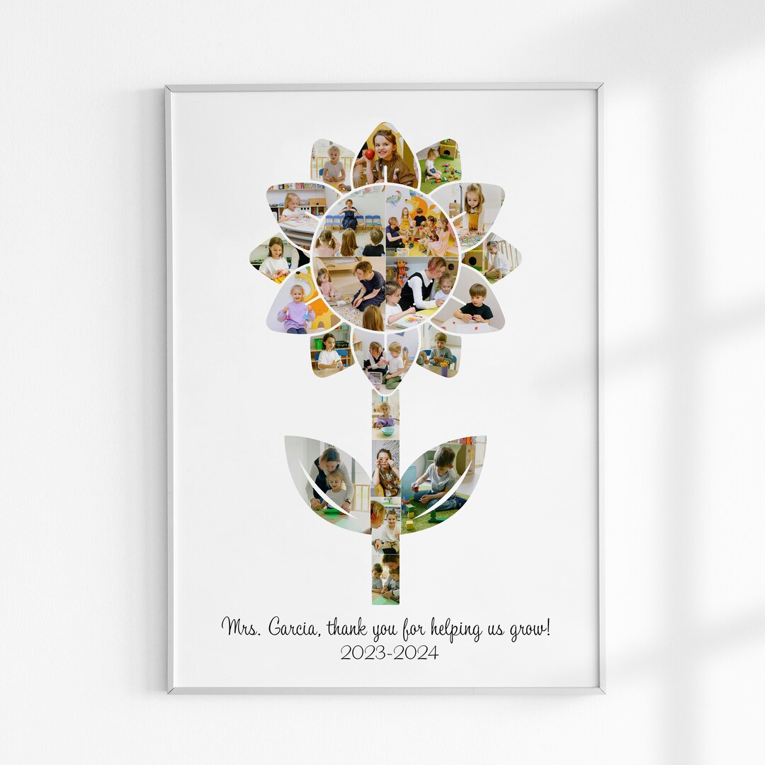 Sunflower School Photo Collage, Personalized Teacher Appreciation Gift ...