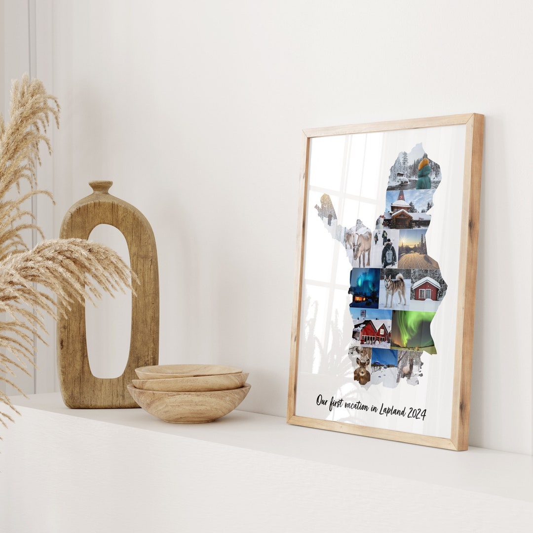 Personalized Lapland Travel Vacation Souvenir Gift, Lapland Map Photo ...