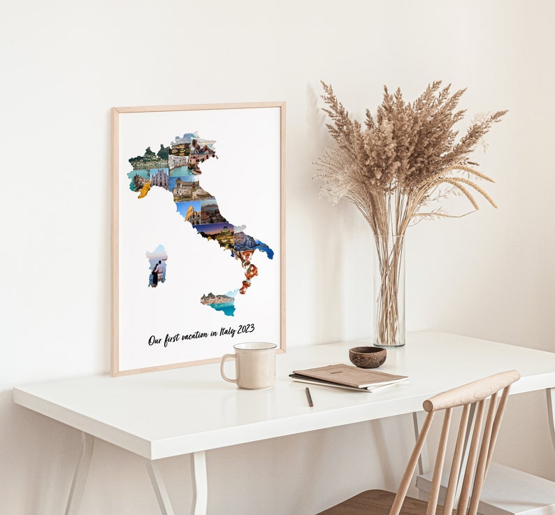 Italy Map Photo Collage Gift, Any Country Map Photo Collage ...