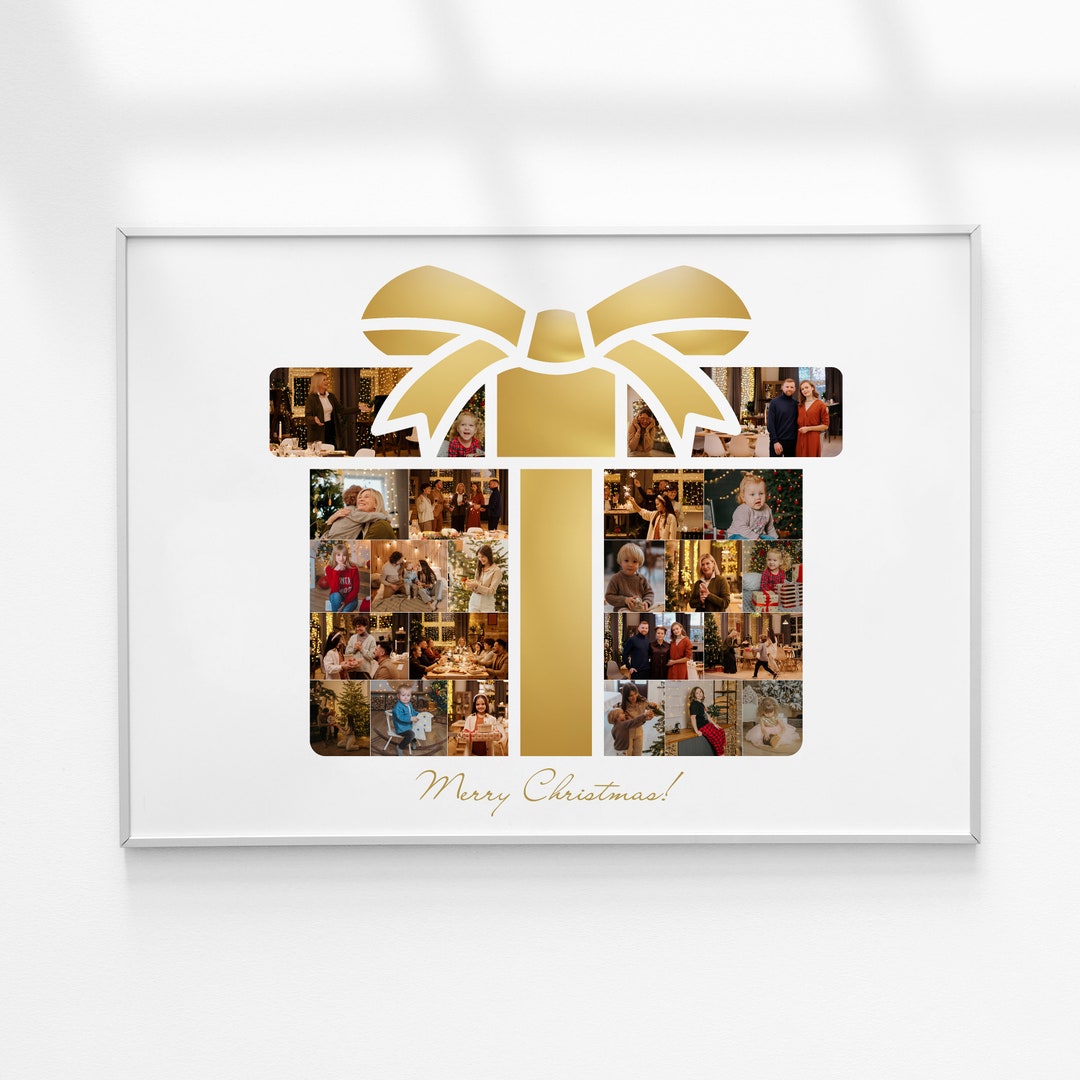 Christmas Gift Box Photo Collage, Christmas Photo Collage, Photo ...